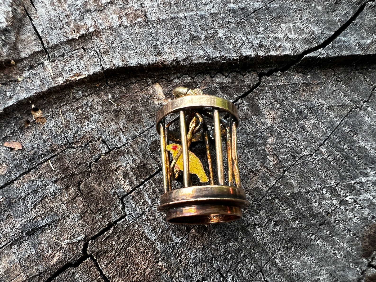 Gold Birdcage Charm, Bird in a Cage Charm, Bird Jewelry, Gold Bird ...