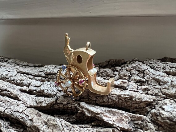 Gold Chariot Charm, Gold Chariot Pendant, Stagecoach … - Gem