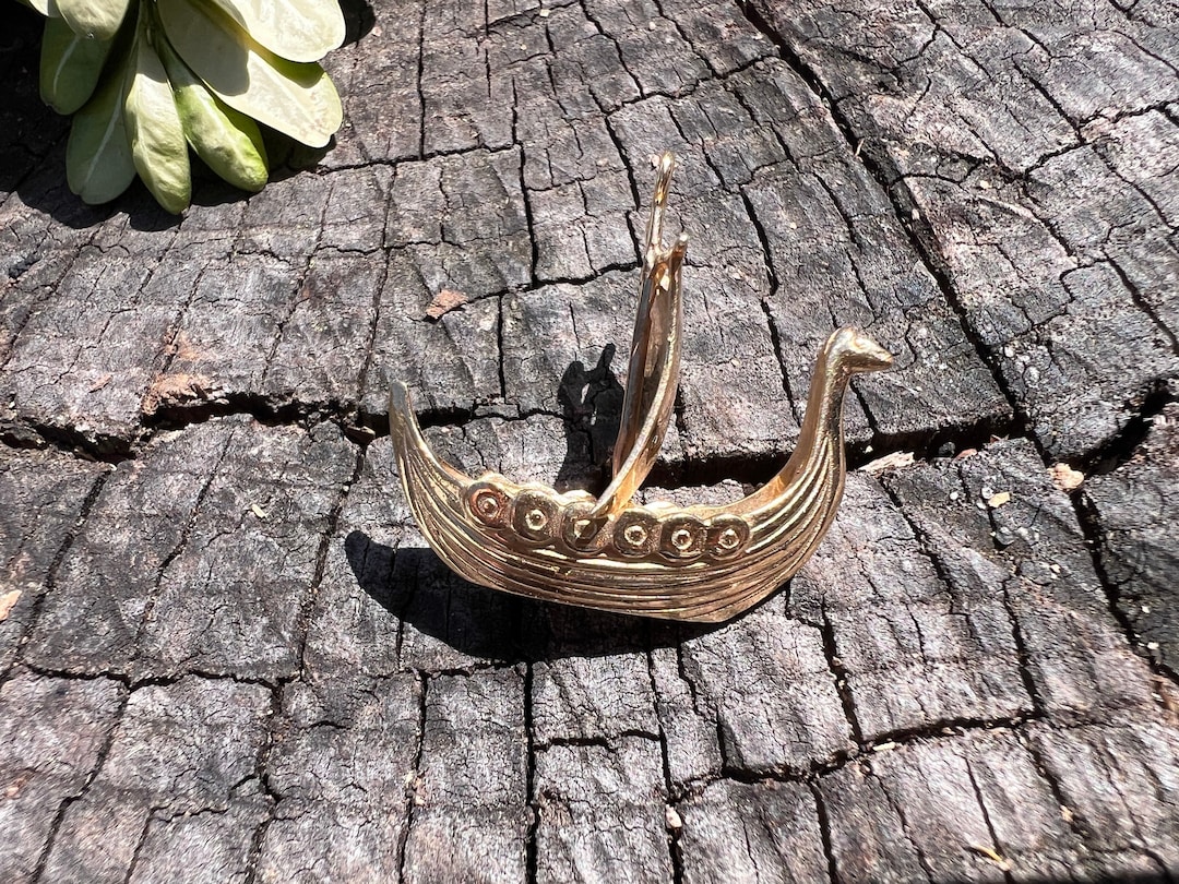 Gold Viking Charm, Viking Ship Charm, Long Ship Charm, Gold Ship Charm ...