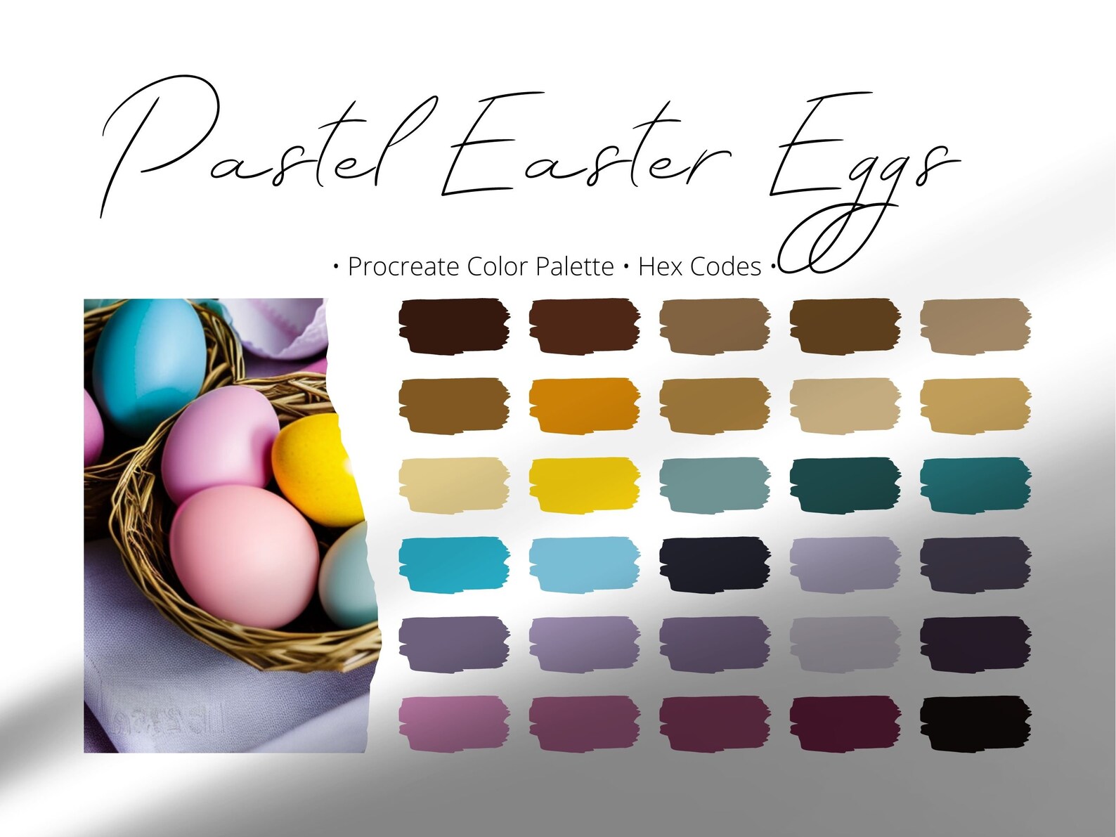 Pastel Easter Eggs Color Palette, Easter Color Palette, Procreate Color ...