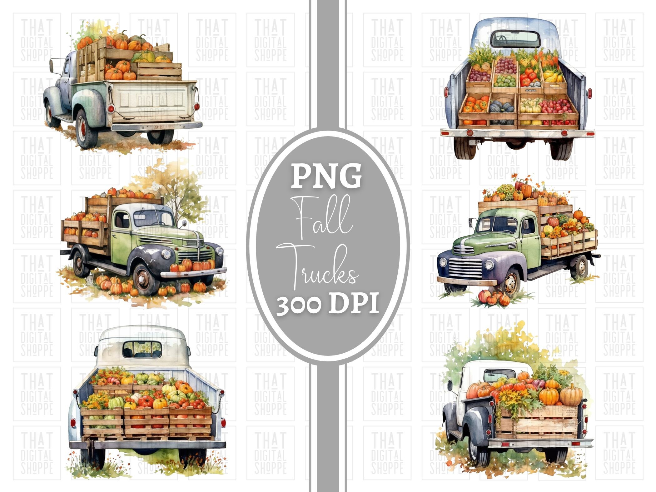 Vintage Fall Truck PNG Bundle Fall Harvest PNG for Sublimation Fall PNG ...