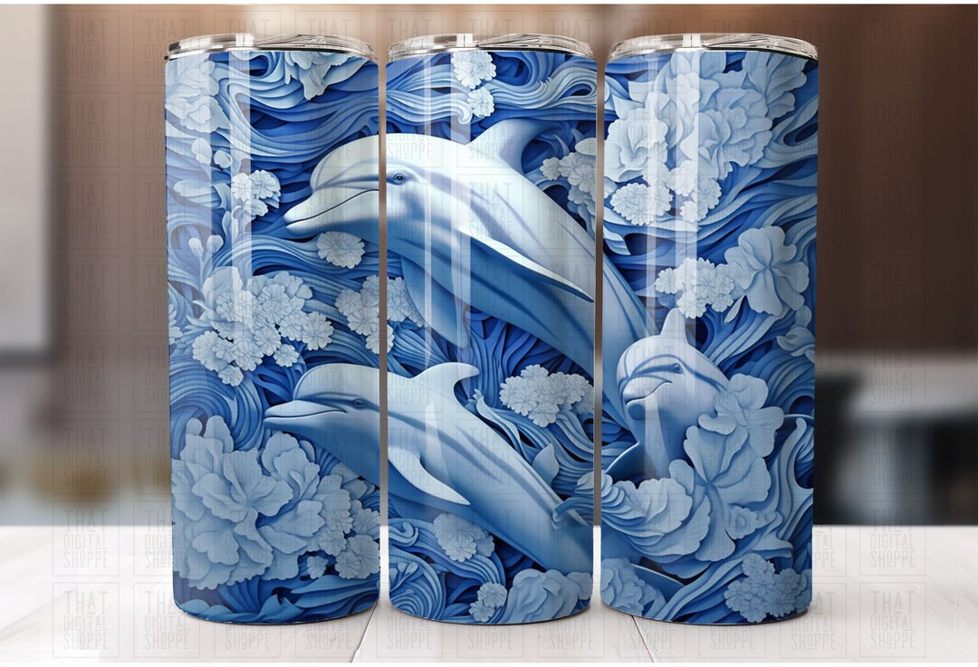 3D Dolphin Tumbler Wrap Dolphin Skinny Tumbler Ocean 3D Wrap 20oz ...