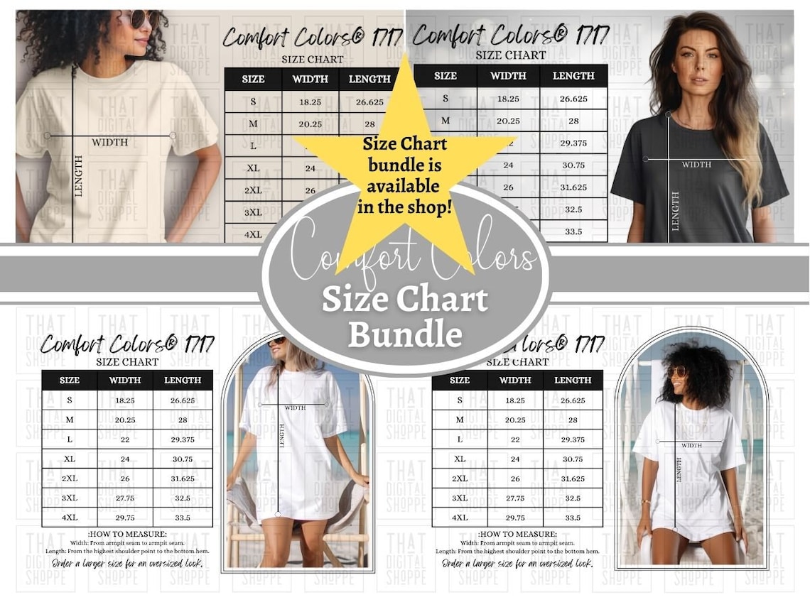Comfort Colors 1717 Size Chart Oversized Comfort Colors Size Chart ...