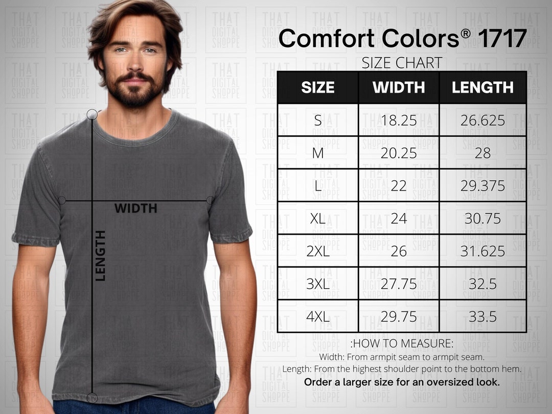 Comfort Colors 1717 Size Chart Oversized Comfort Colors Size Chart ...