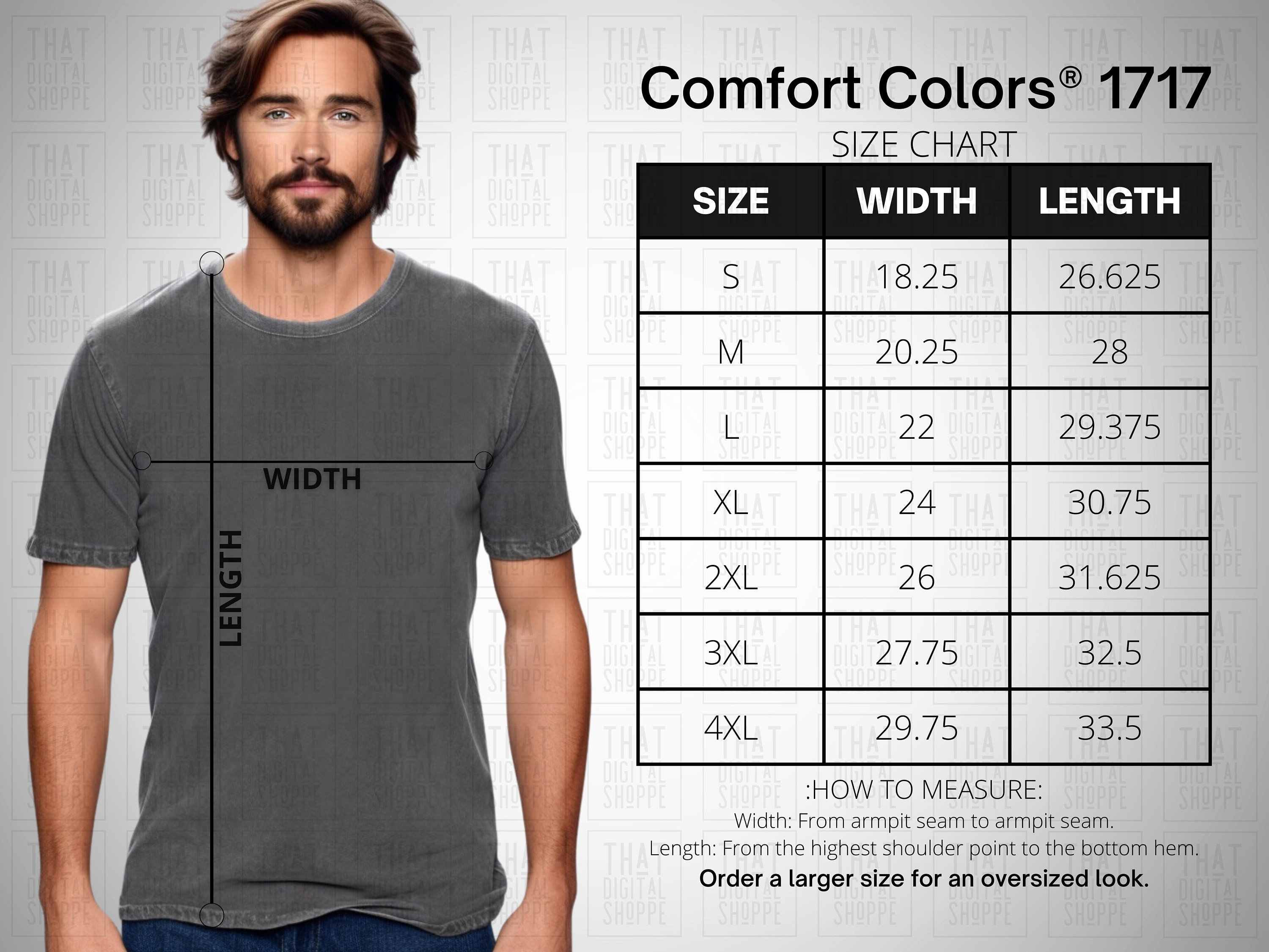 Comfort Colors 1717 Size Chart Oversized Comfort Colors Size Chart ...