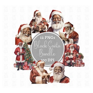 Black Santa PNG Bundle Santa PNG for Sublimation Santa Clipart ...