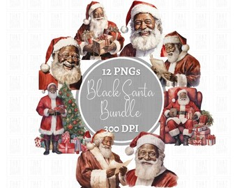 30 Black Santa PNG Bundle Santa PNG for Sublimation Santa Clipart ...