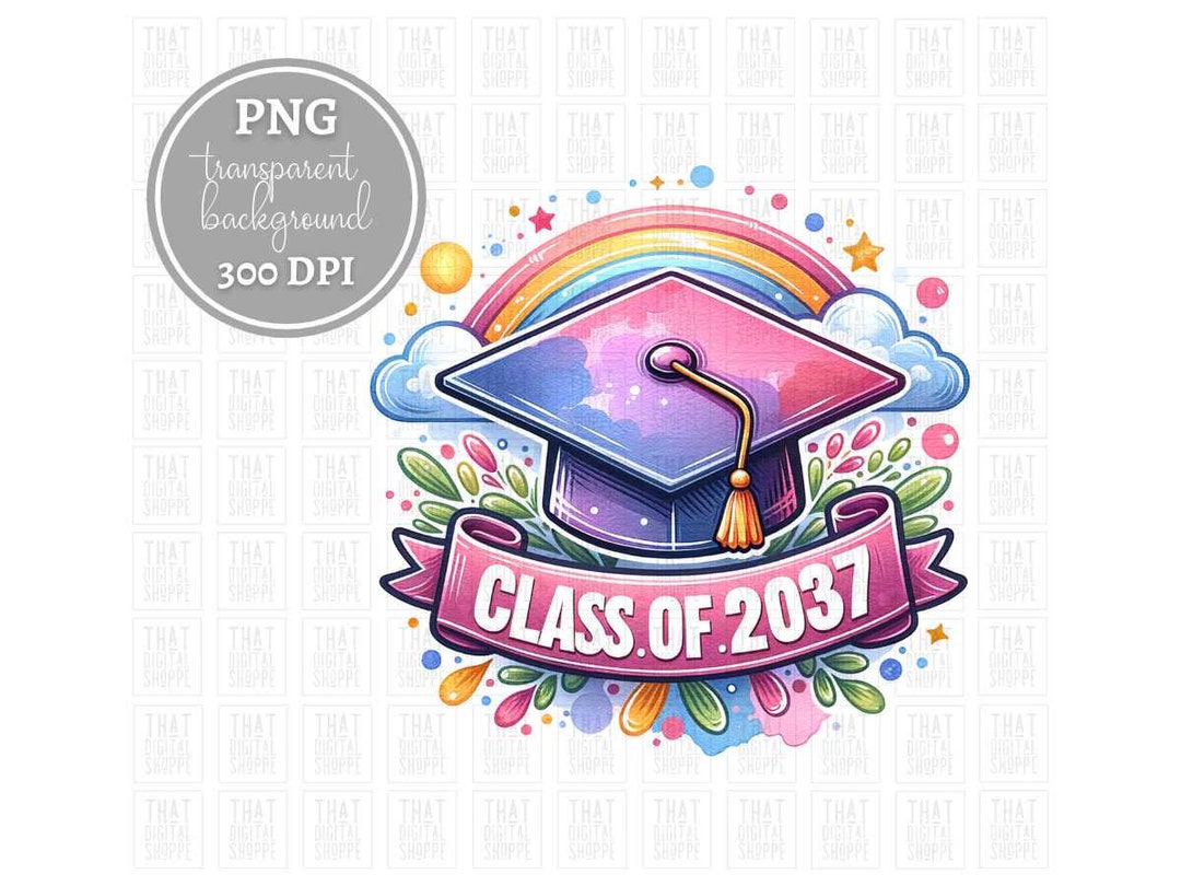 Class of 2037 PNG: Rainbow Graduation Cap Graphic (digital Download) - Etsy