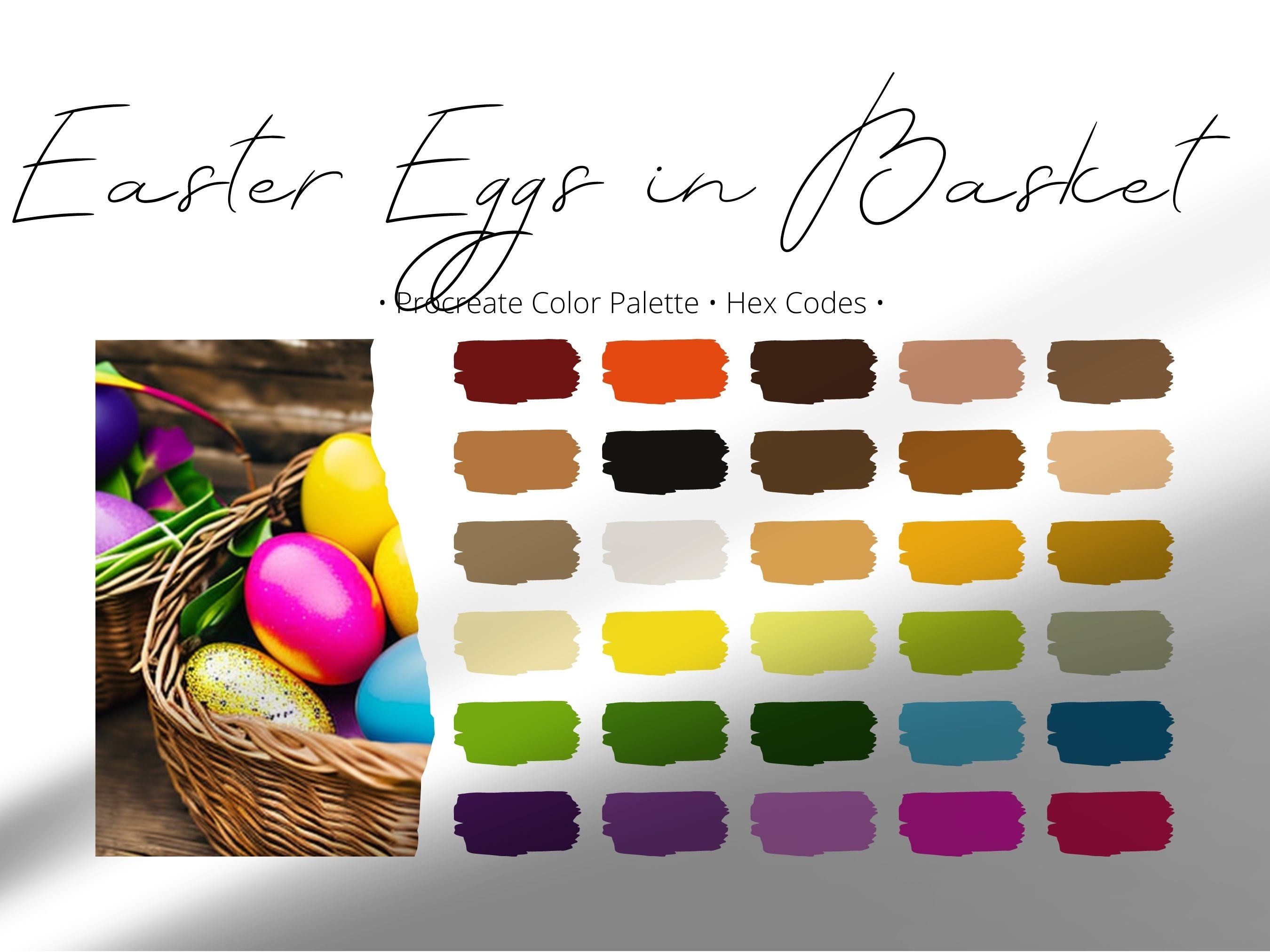 Easter Eggs Basket Color Palette, Easter Color Palette, Procreate Color ...