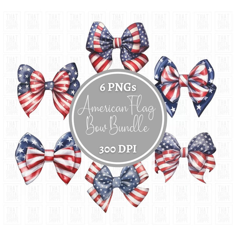 Coquette American Flag Bow PNG Bundle, Fourth of July PNG, 4th of July ...