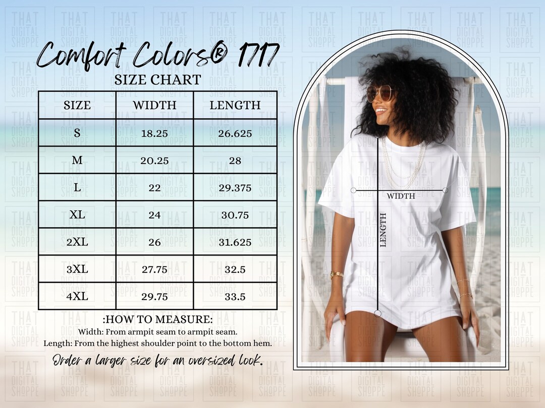 Comfort Colors 1717 Size Chart Oversized Comfort Colors Size Chart ...