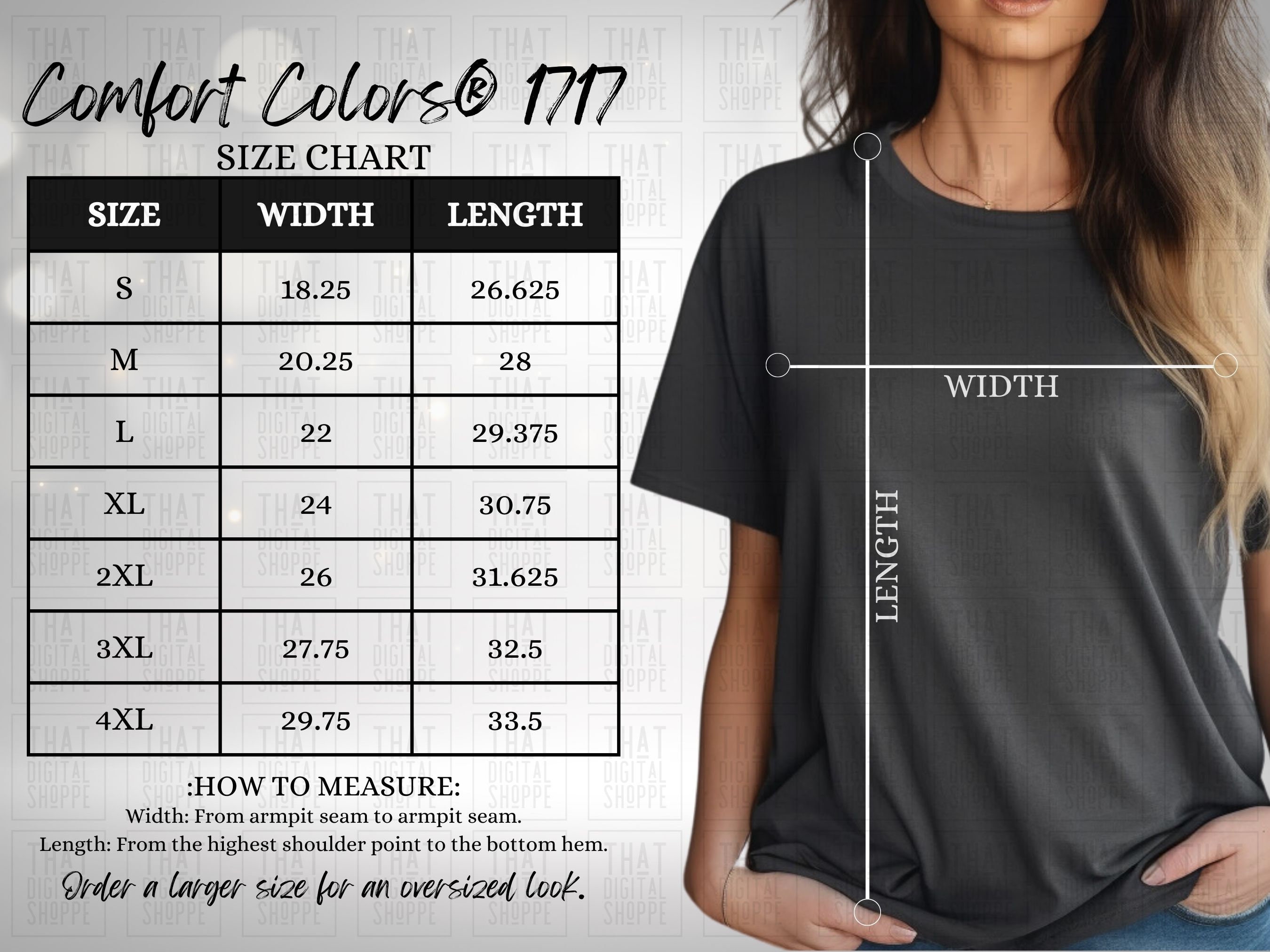 Comfort Colors 1717 Size Chart Oversized Comfort Colors Size Chart ...