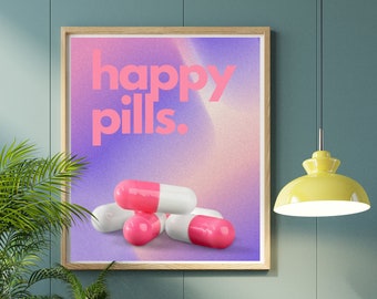 Happy Pill Wall Art - Etsy