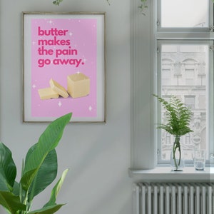 Butter Art Print, Kitchen Decor, Digital Download Food Poster ...