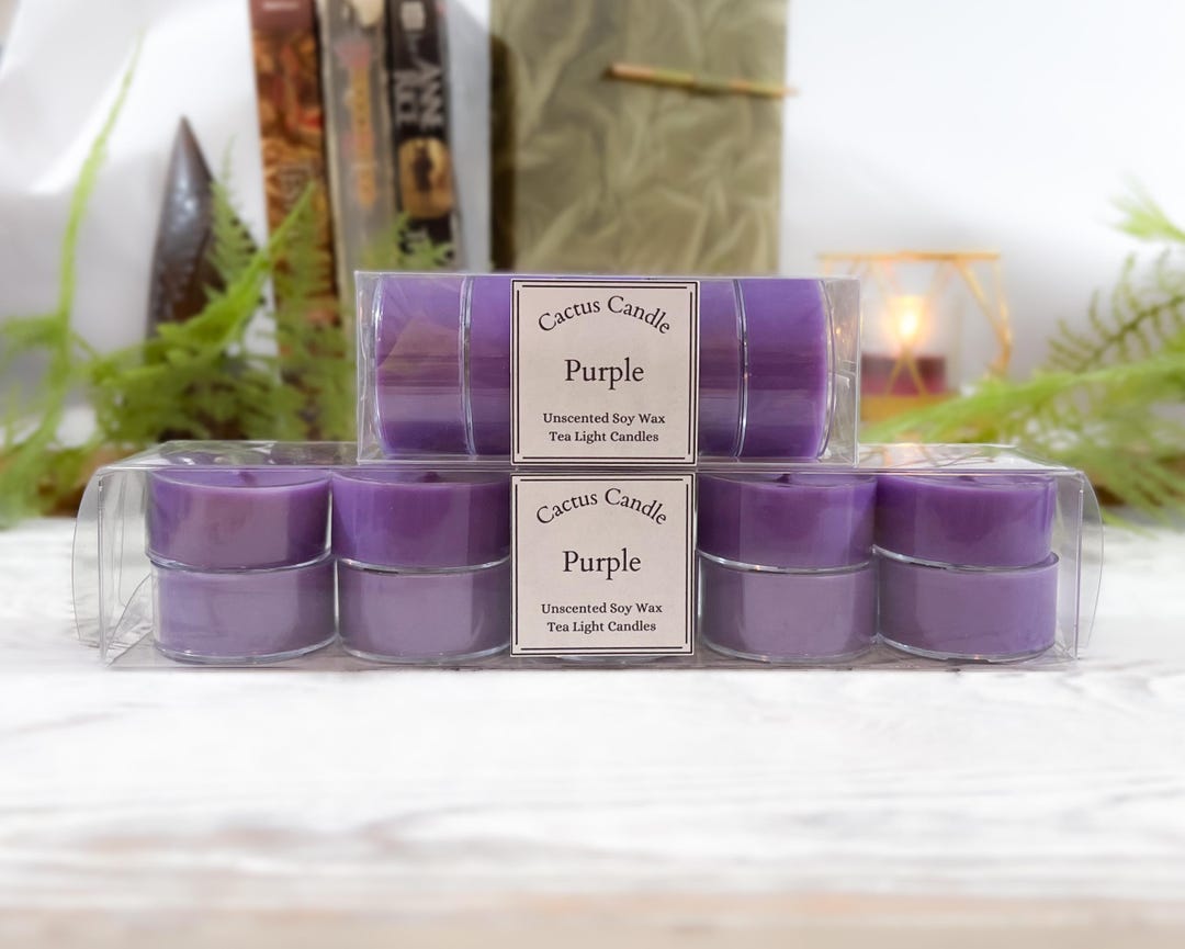 Purple Unscented Soy Wax Tea Light Candles Handmade Colored Wax Tea ...