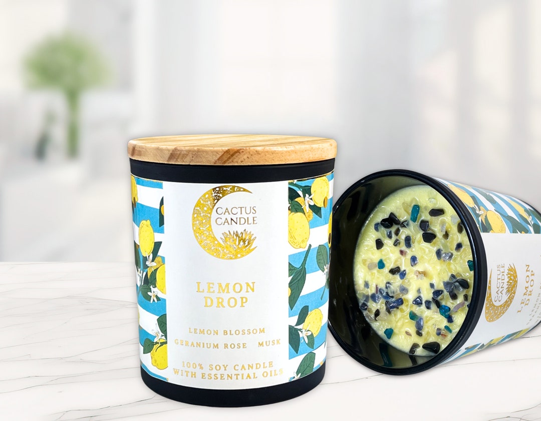 Citrus Crystal Candle Lemon Drop Handmade All Natural 7oz Soy Candle in ...