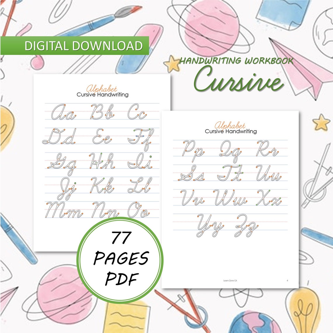 Cursive Handwriting Practice Worksheets for Kids. Printable Cursive ...