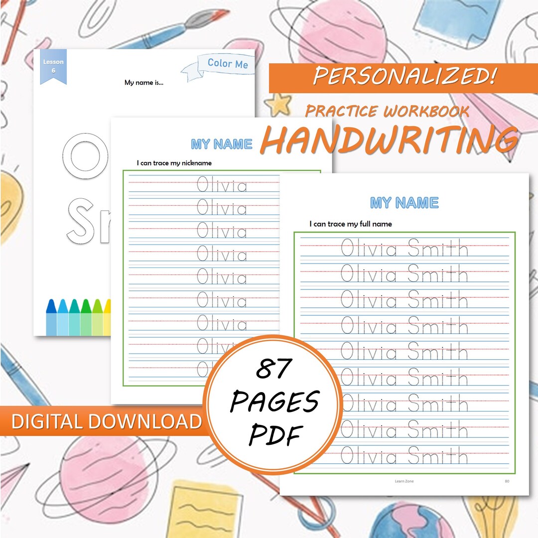 Learn to Write Your Name. Personalized Handwriting Practice Worksheet ...