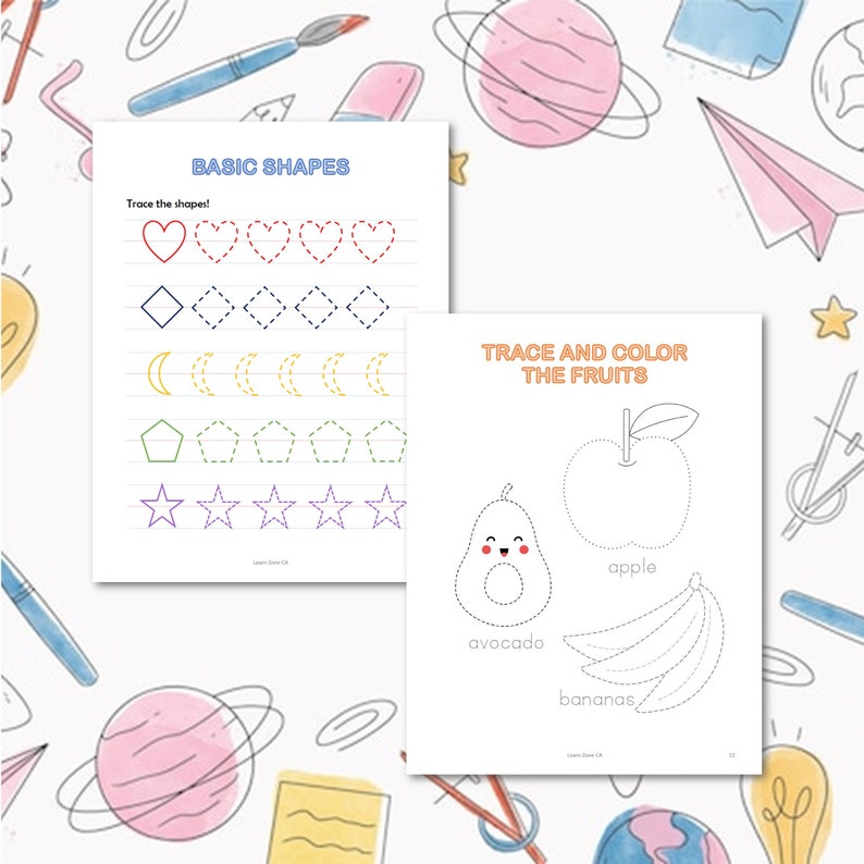 Learn to Write Pre-writing Practice Worksheets for Pre-k - Etsy