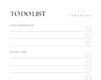 Printable Daily Minimal To-do List, Instant Download, Printable Planner ...