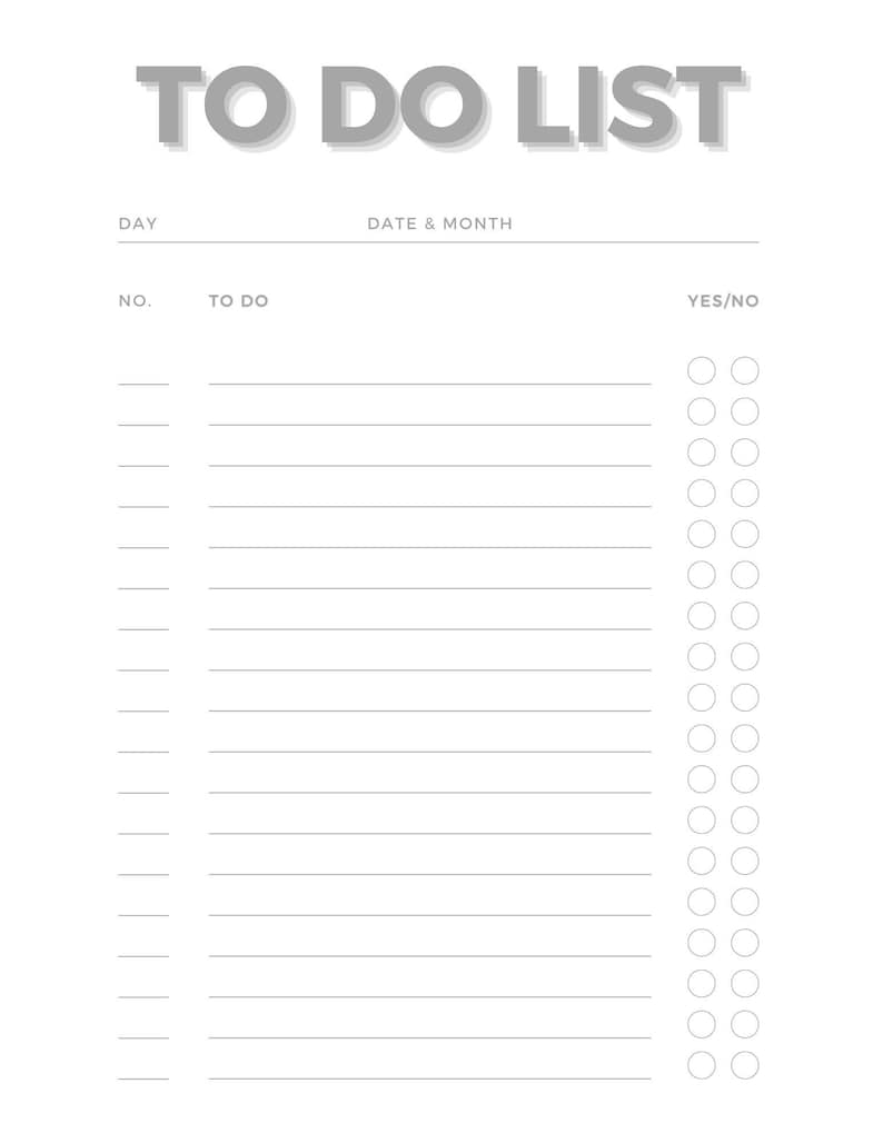 Printable Daily Minimal To-do List, Instant Download, Printable Planner ...