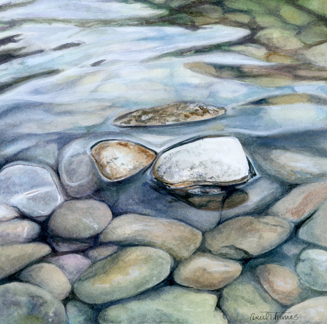 Small Handmade Art, Rock Watercolor Painting, Print - Etsy