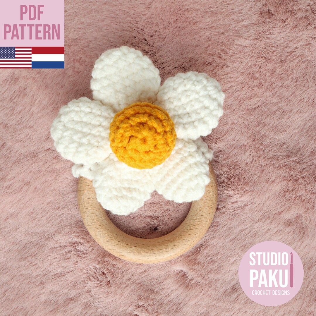 Crochet Pattern Flower Rattle - Baby Toy - English Crochet Pattern ...