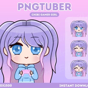 PNGTUBER - Chibi Gamer Girl | Veadotube | Discord | Reactive | Vtuber ...