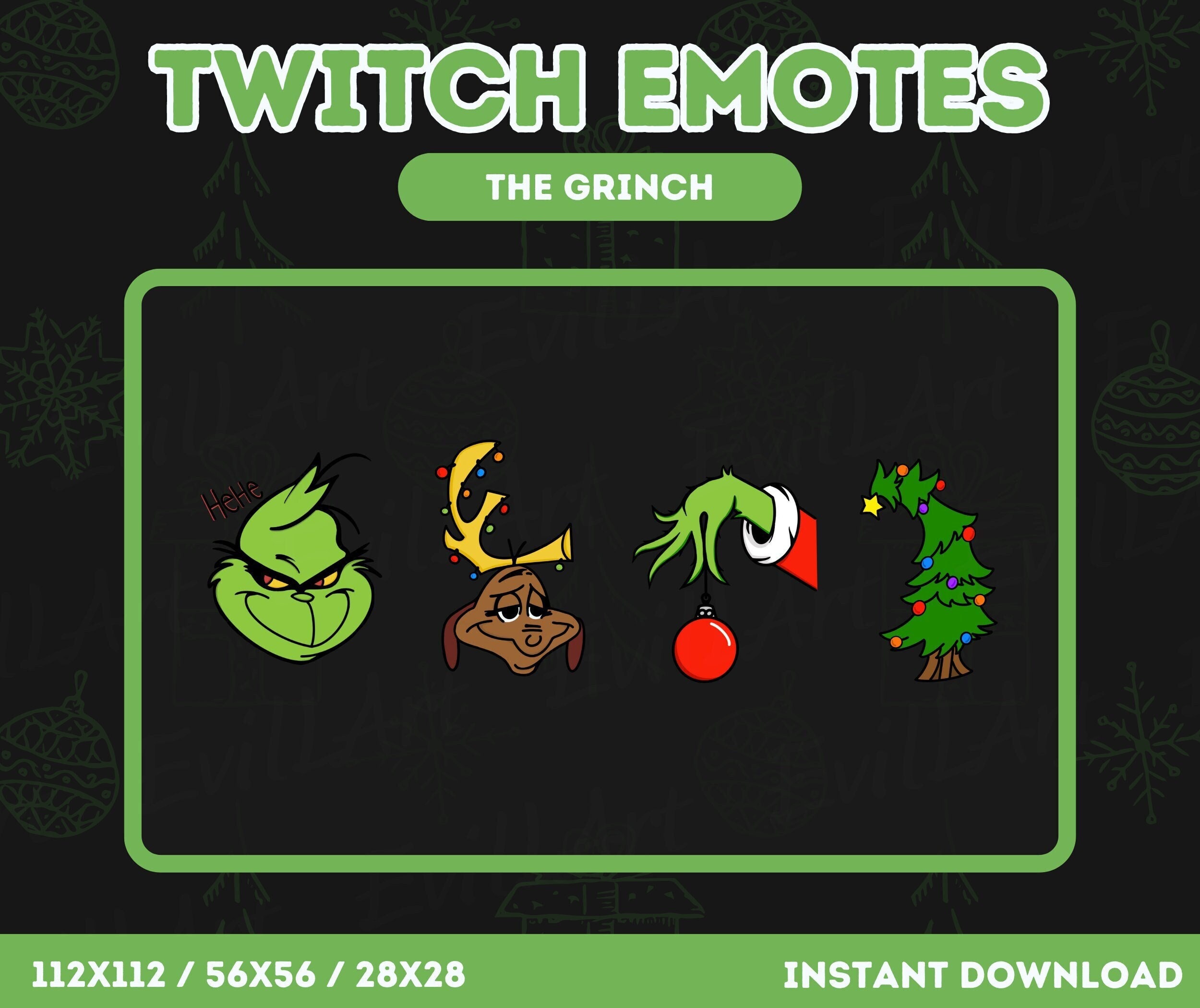 EMOTES PACK - the Grinch | Christmas | Twitch | Youtube | Discord ...