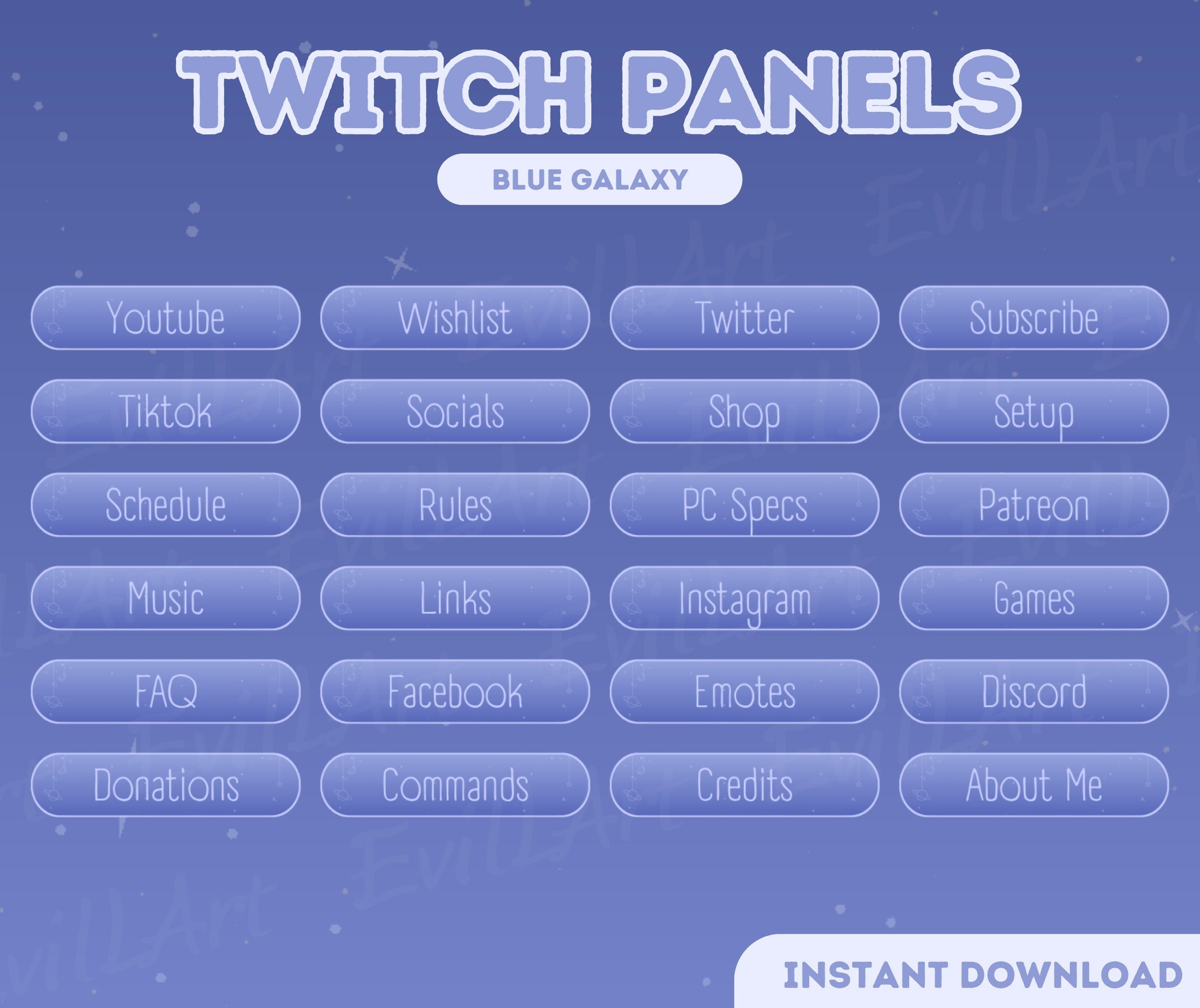 TWITCH PANELS (24) - Blue Galaxy | Overlays | Twitch | Youtube | Panels ...