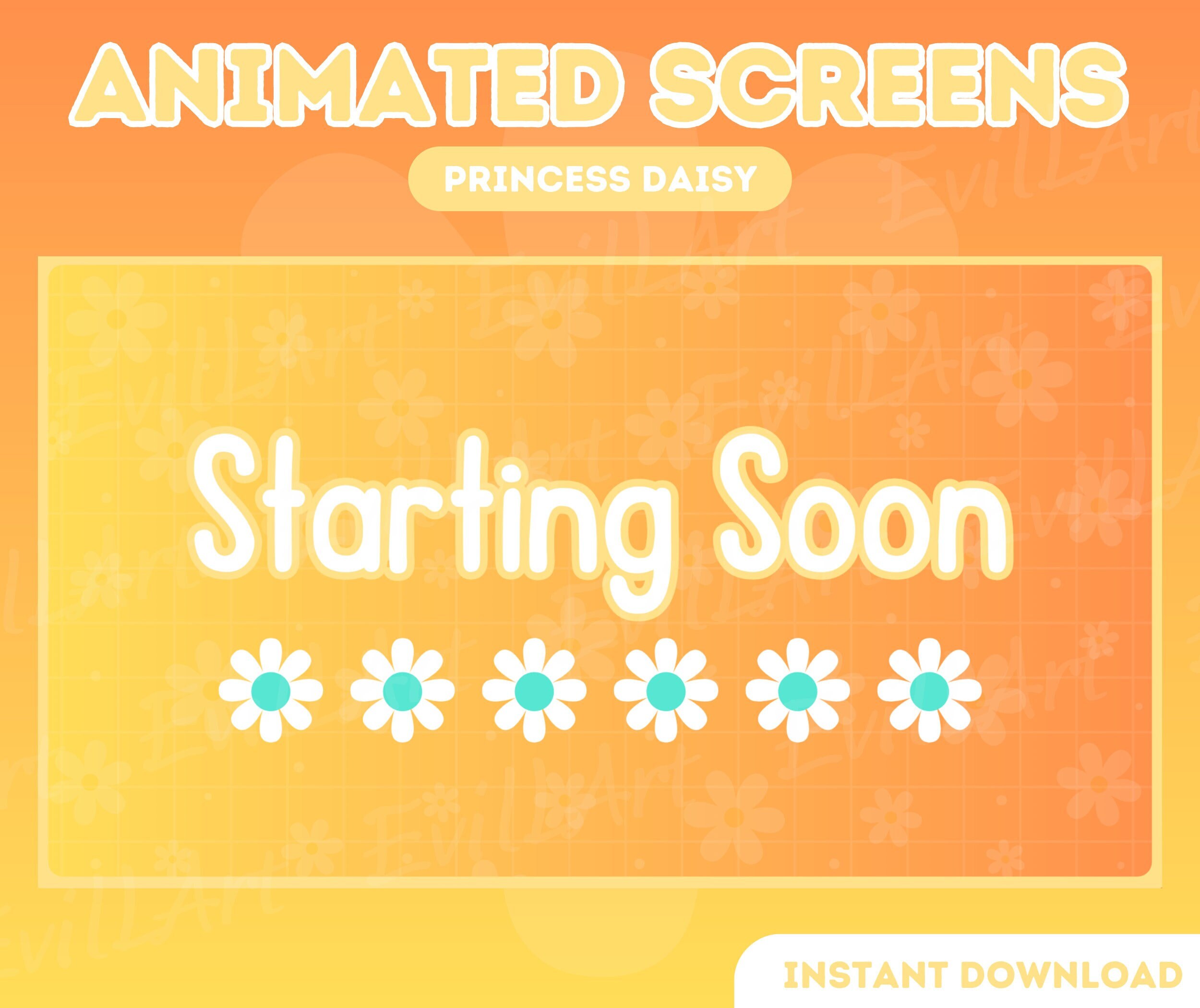 ANIMATED SCREENS Princess Daisy Animated Overlays Twitch Youtube ...