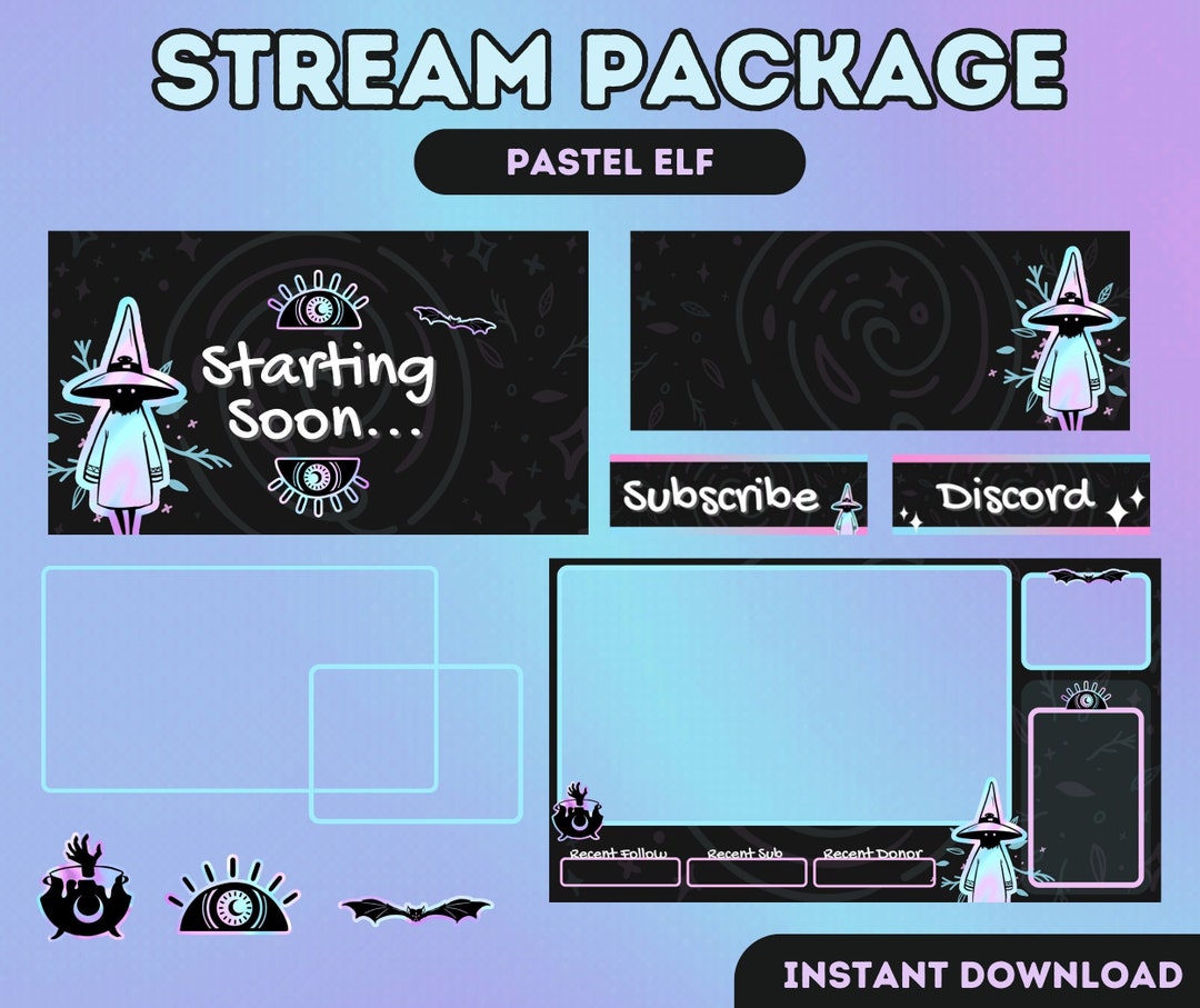 STREAM PACKAGE - Pastel Elf | Animated | Twitch | Youtube | Blue | Pink ...