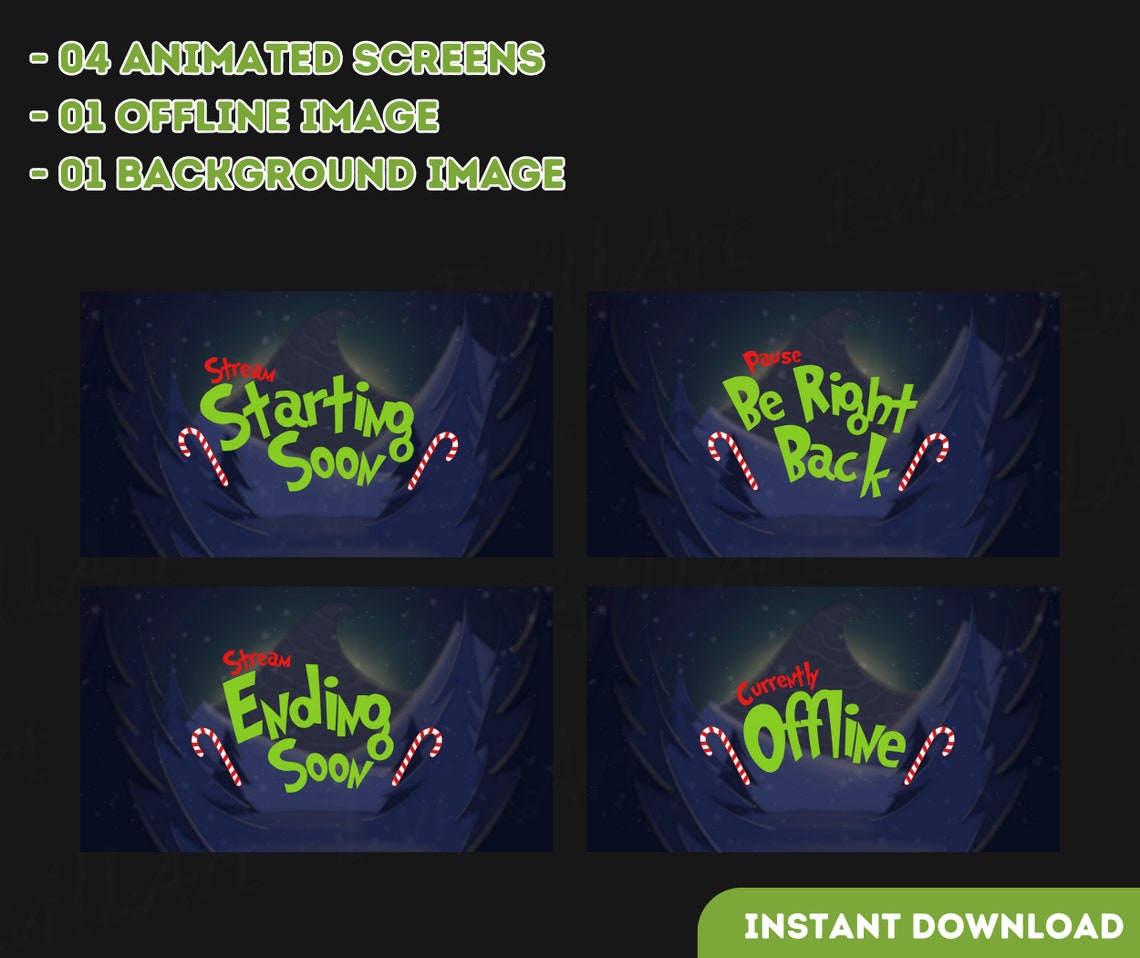 ANIMATED SCENES - the Grinch | Christmas | Twitch | Youtube | Snow ...