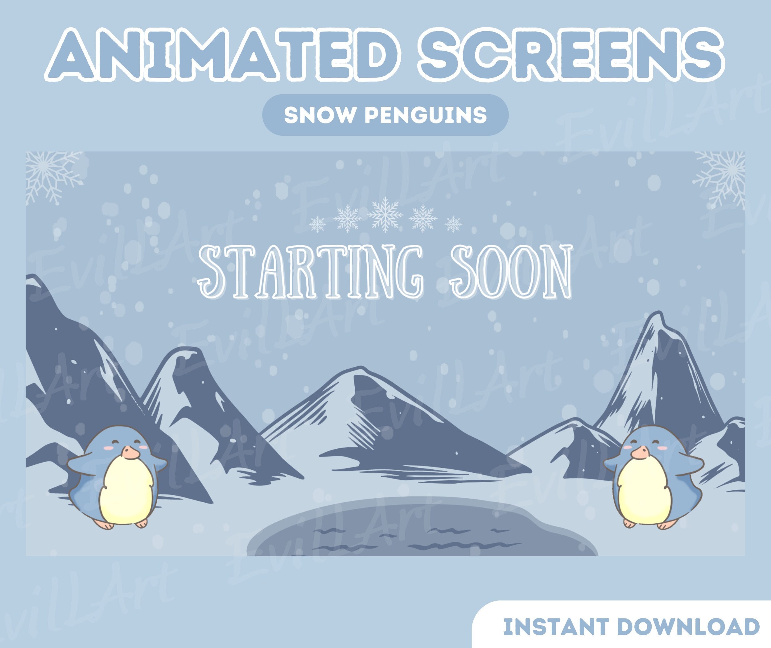 ANIMATED SCREENS - Snow Penguins | Twitch | Youtube | BRBS | Starting ...