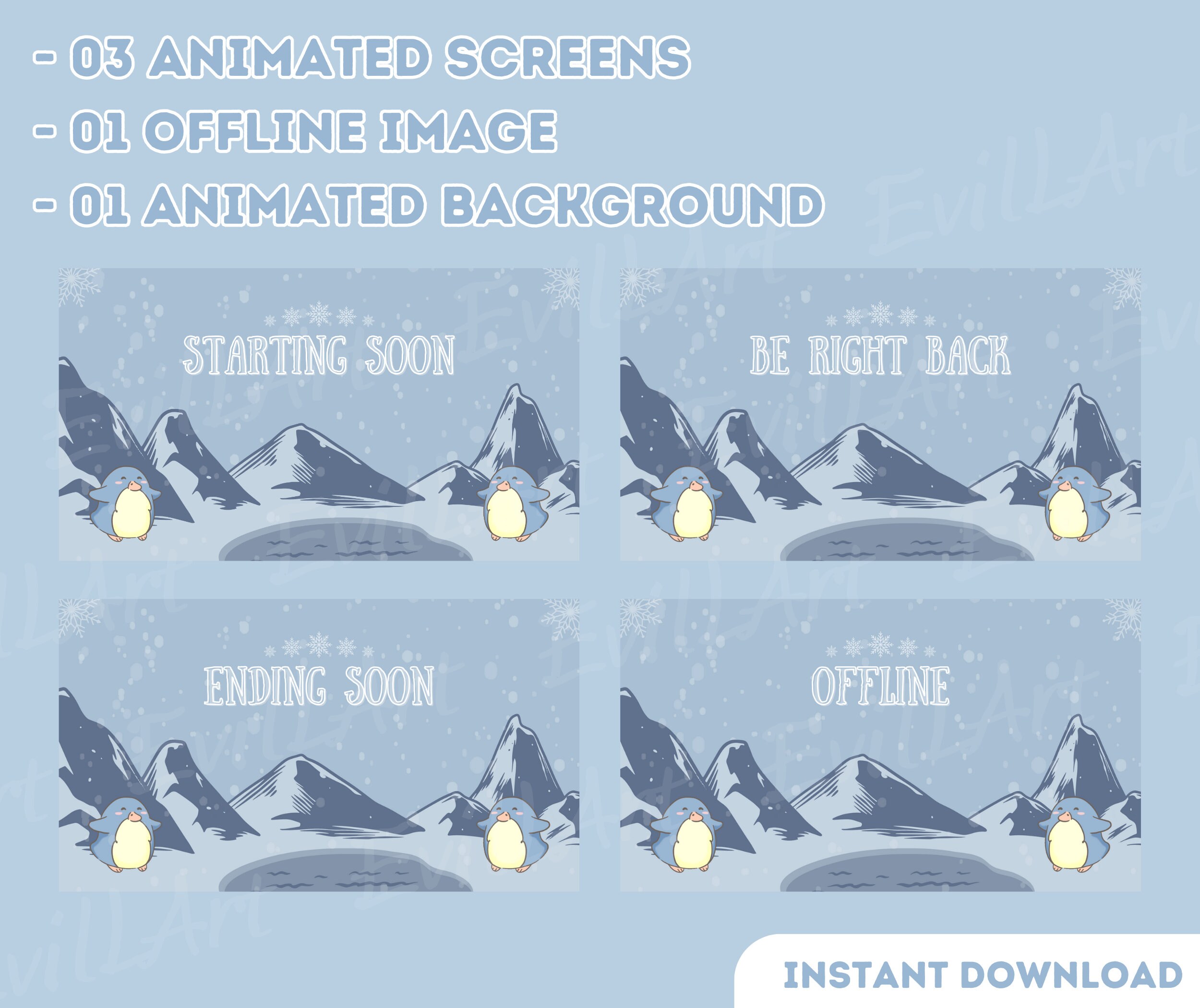 ANIMATED SCREENS - Snow Penguins | Twitch | Youtube | BRBS | Starting ...