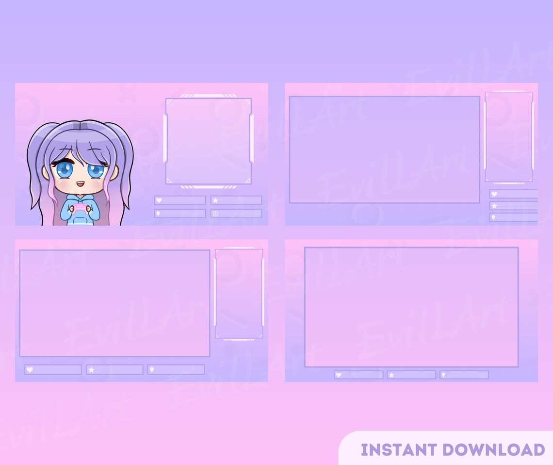 PNGTUBER PACKAGE - Gamer Girl | Twitch | Reactive | Vtuber | Overlays ...