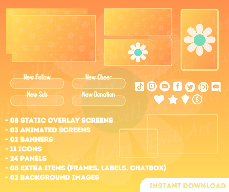 STREAM PACK - Princess Daisy | Twitch | Youtube | Overlays | Animated ...