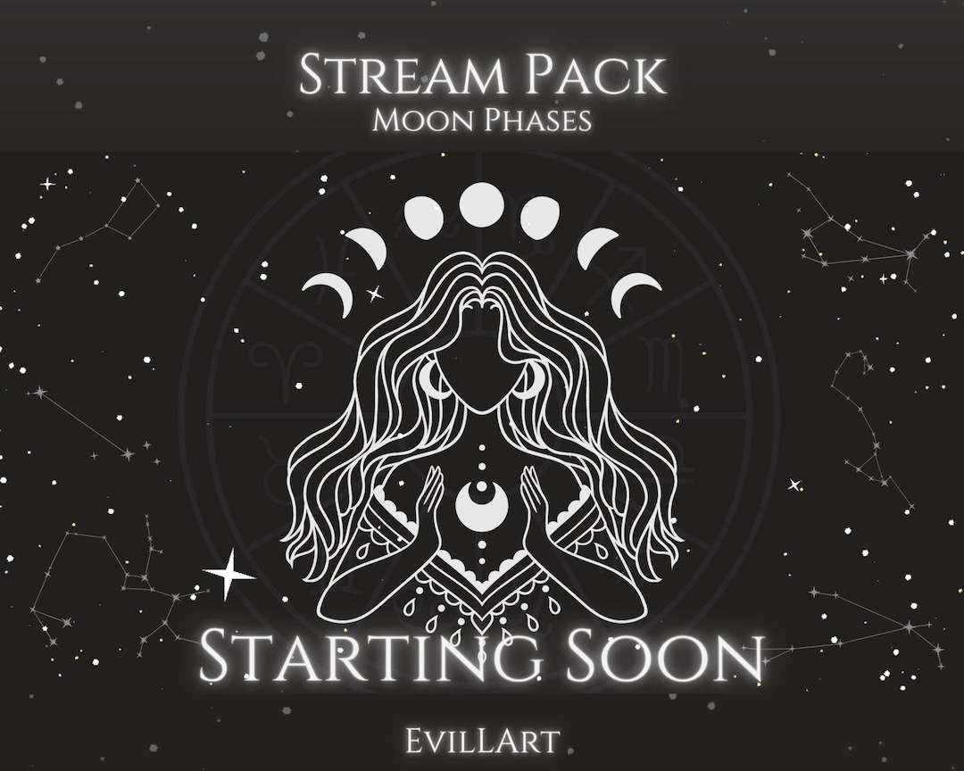 STREAM PACKAGE Moon Phases Animated Twitch Youtube Overlays Astral Witch Galaxy Zodiac Astrology ...