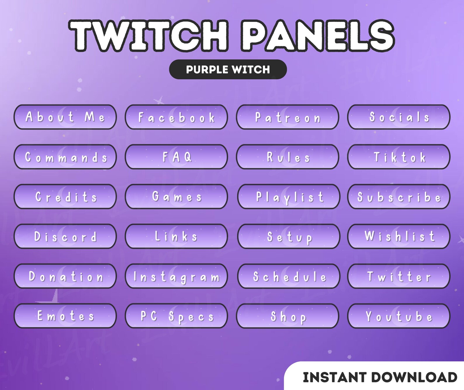 TWITCH PANELS (24) - Purple Witch | Overlays | Twitch | Youtube ...