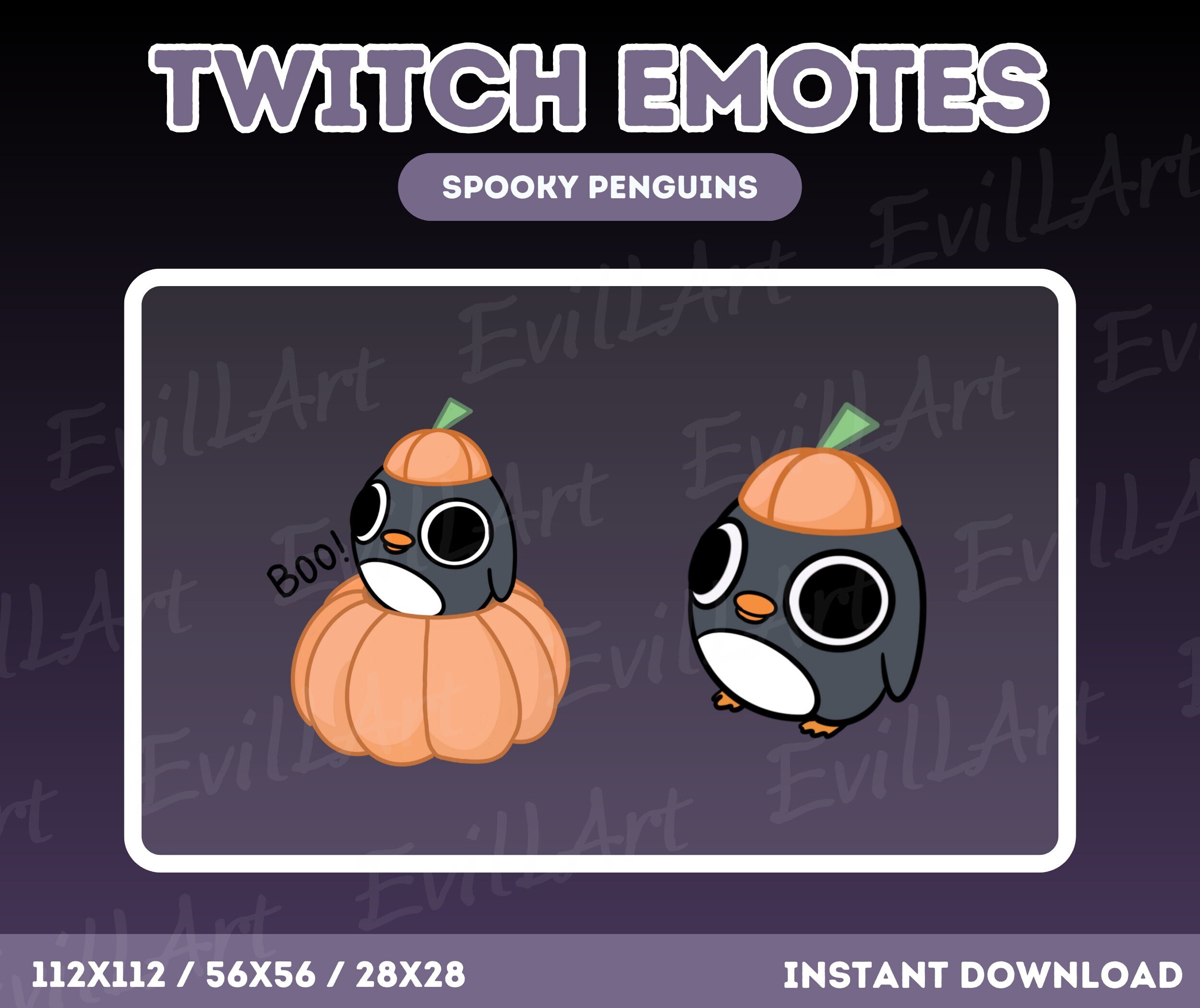 Twitch Emote Spooky Penguin Twitch Youtube Discord Pumpkin Penguin Cute ...