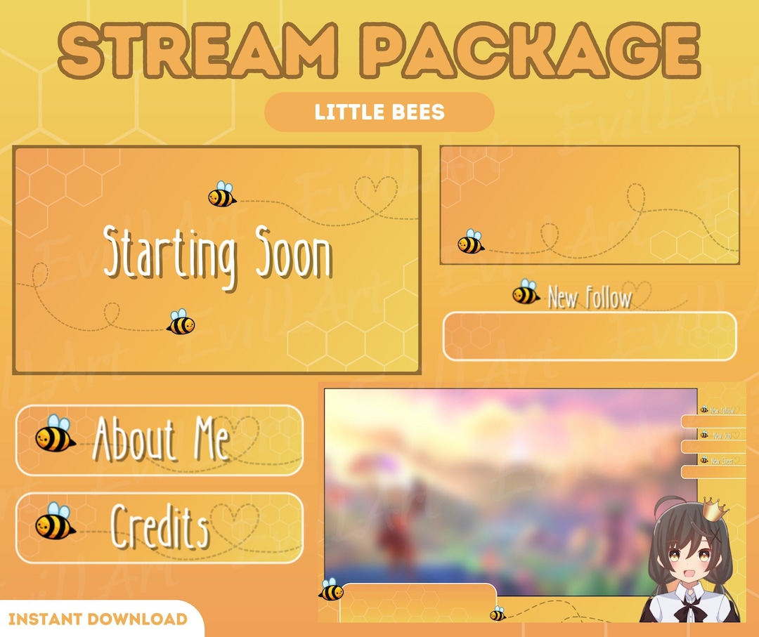 STREAM PACK - Little Bees | Twitch | Youtube | Overlays | Animated ...