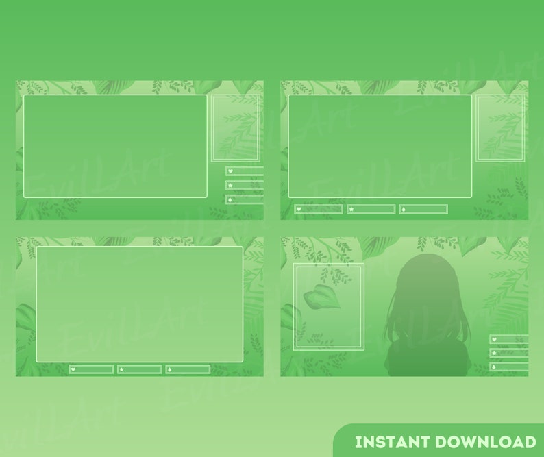 VTUBER PACK Green Leaves Animated Overlays Twitch - Etsy