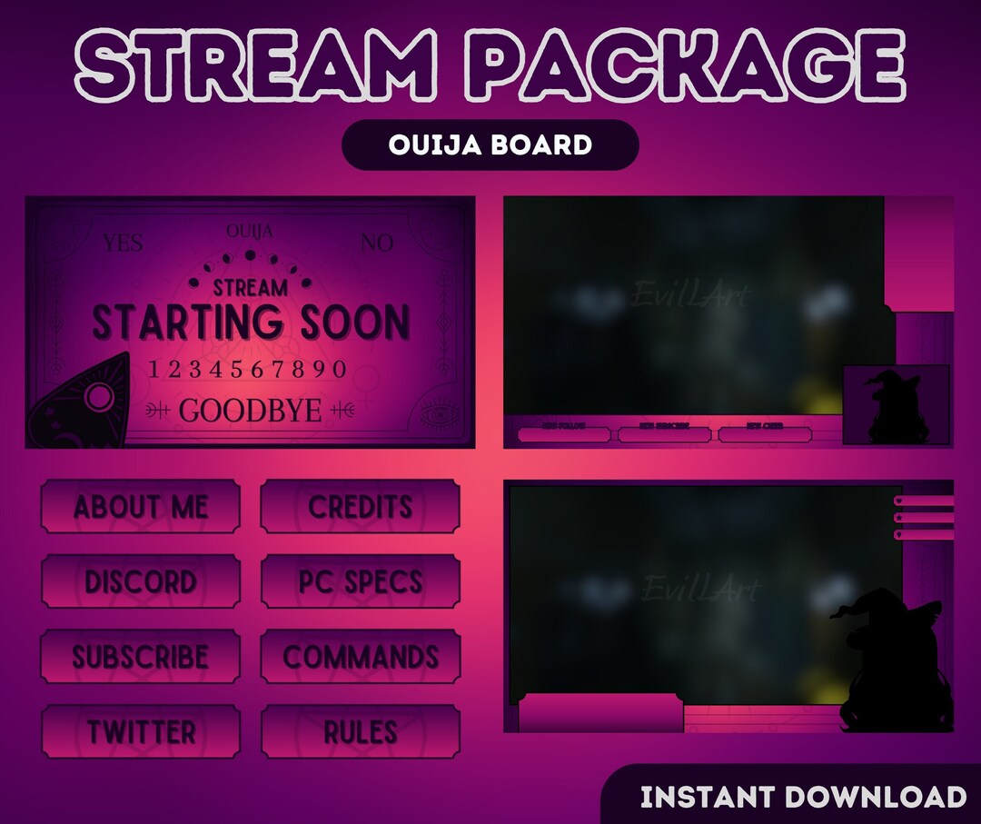 STREAM PACKAGE - Ouija Board | Animated | Twitch | Youtube | Overlays ...