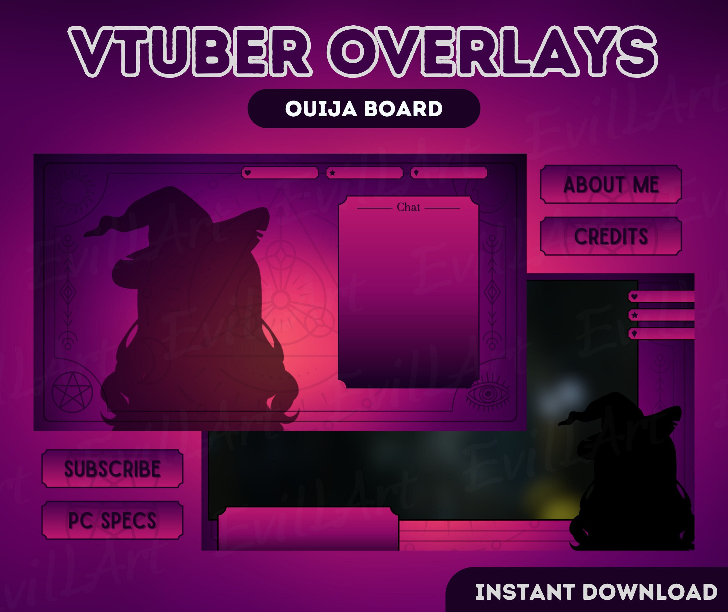 VTUBER OVERLAYS - Ouija Board | Twitch | Youtube | Overlays | Panels ...