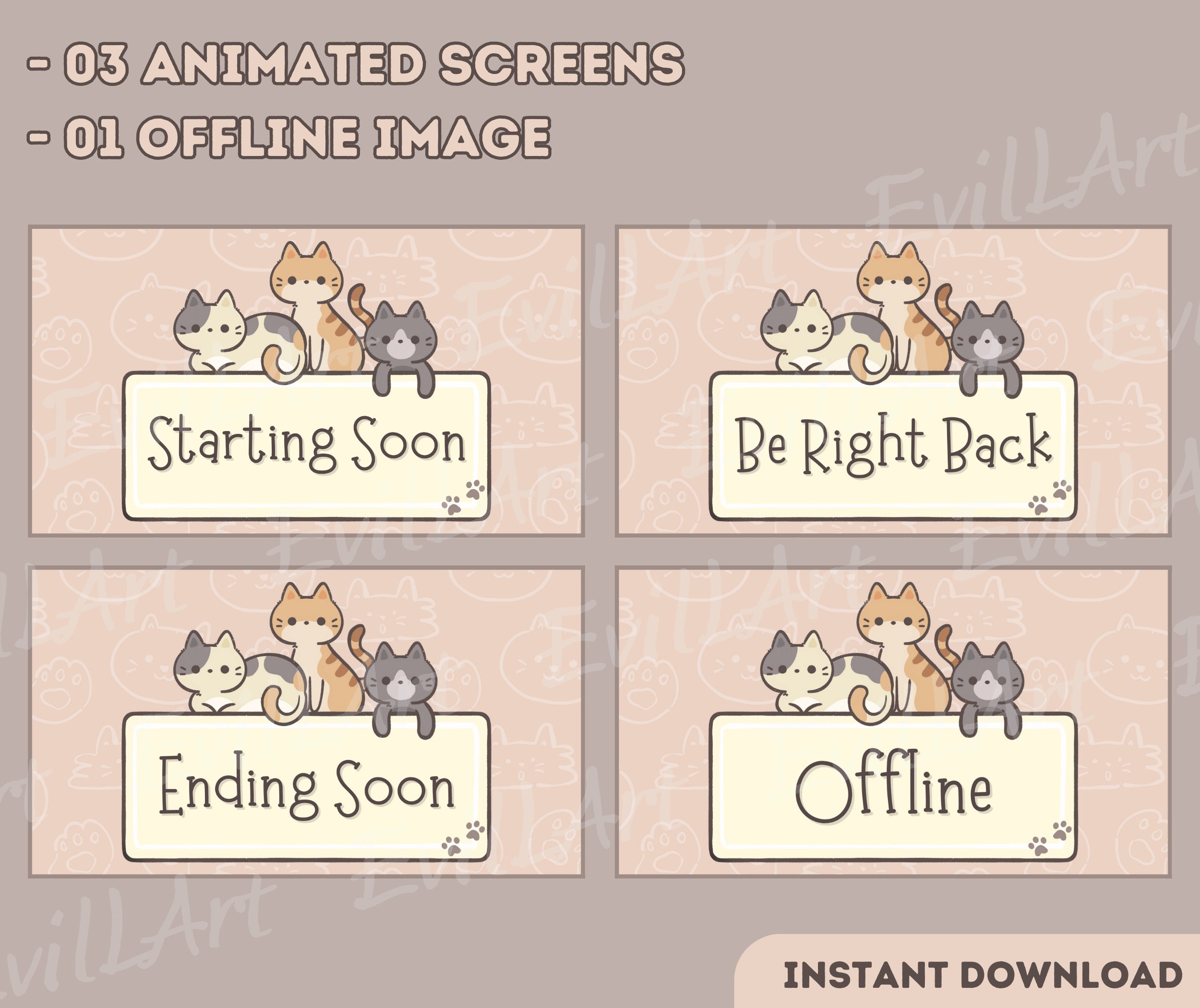 STREAM PACK - Kittens | Twitch | Youtube | Overlays | Animated | Cats ...