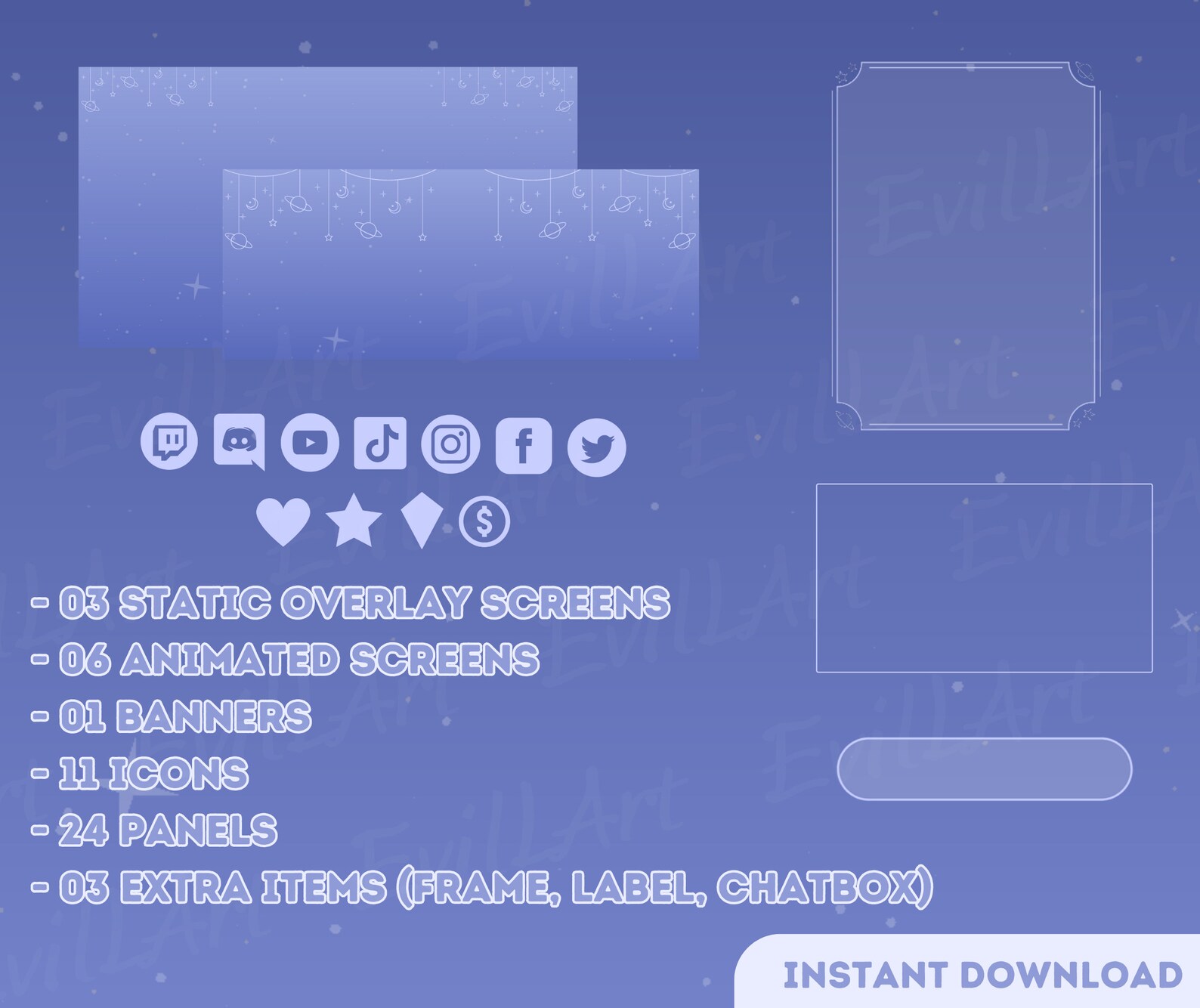 VTUBER PACK - Blue Galaxy | Animated | Overlays | Twitch | Youtube ...