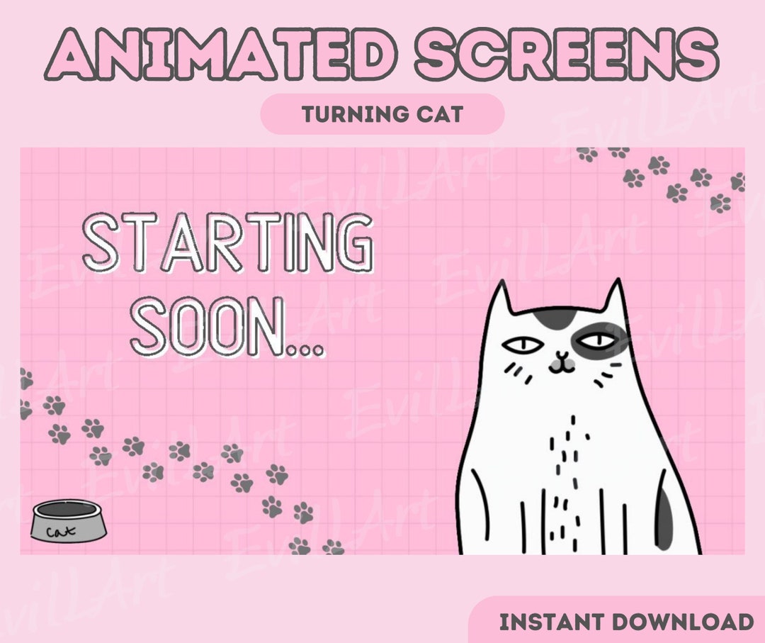 ANIMATED SCREENS - Turning Cat (pink) | Twitch | Youtube | Overlays ...
