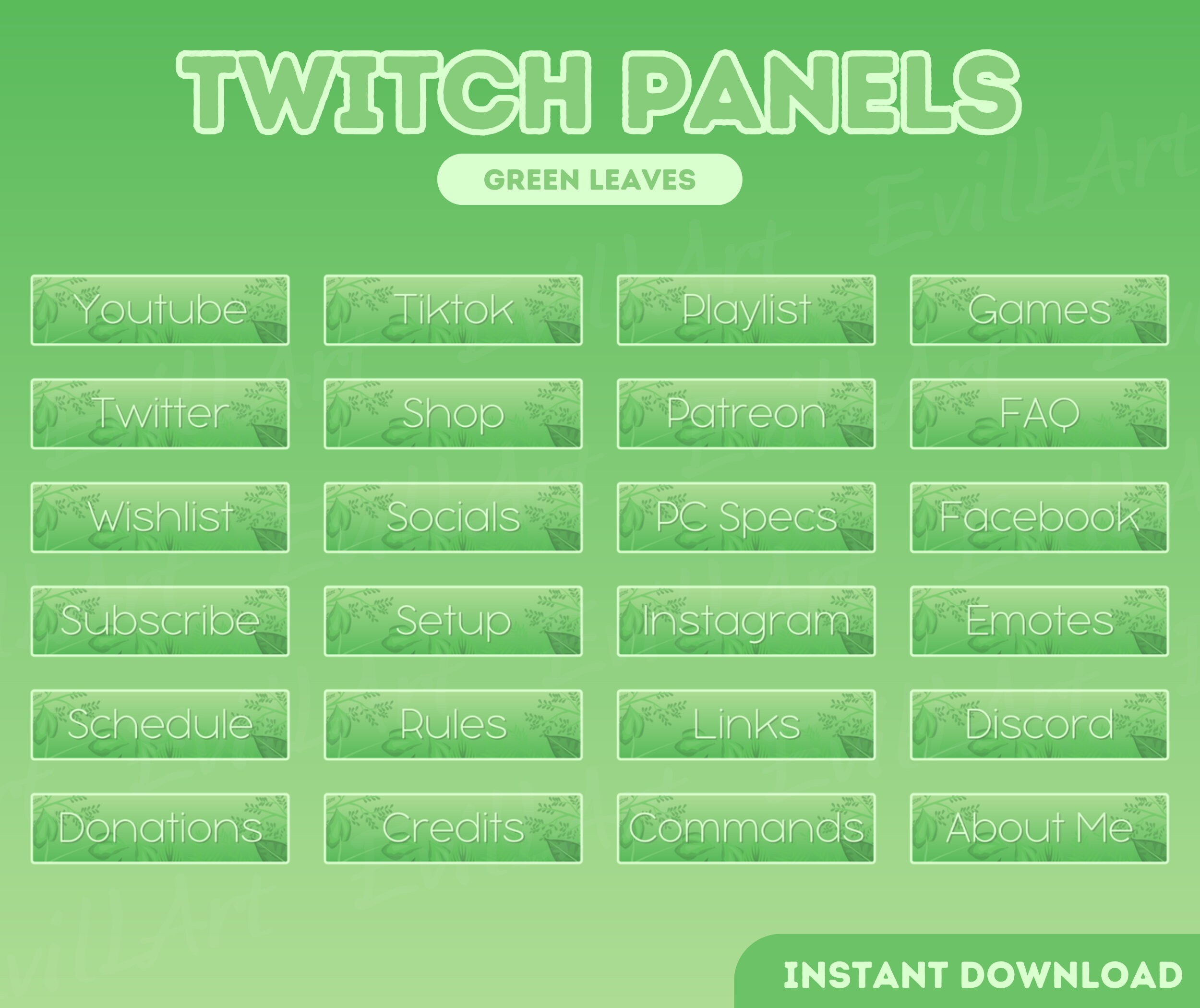 VTUBER PACK Green Leaves Animated Overlays Twitch Youtube Stream Bundle ...