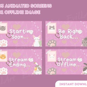 STREAM PACKAGE - Soft Cats | Animated | Twitch | Youtube | Overlays ...