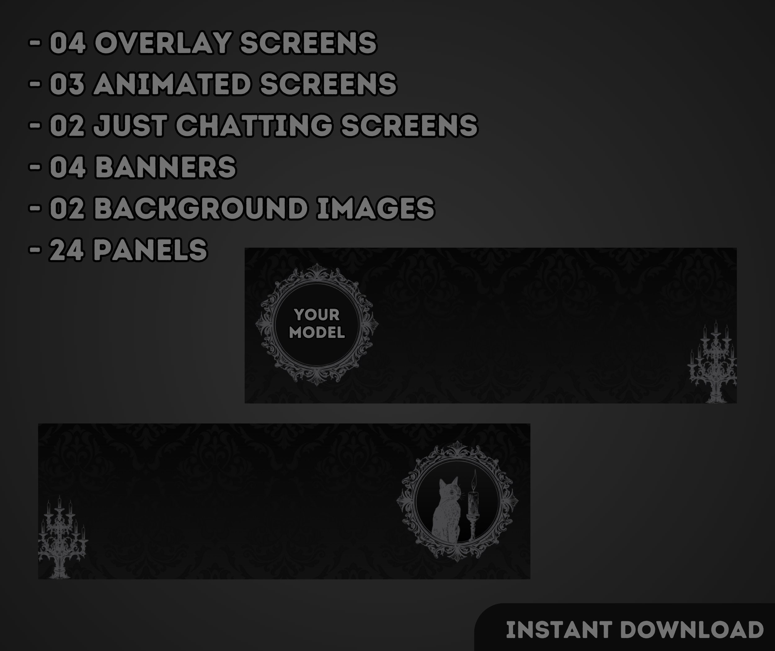 STREAM PACK - Goth Mansion | Animated | Twitch | Youtube | Overlays | Just Chatting | Starting ...